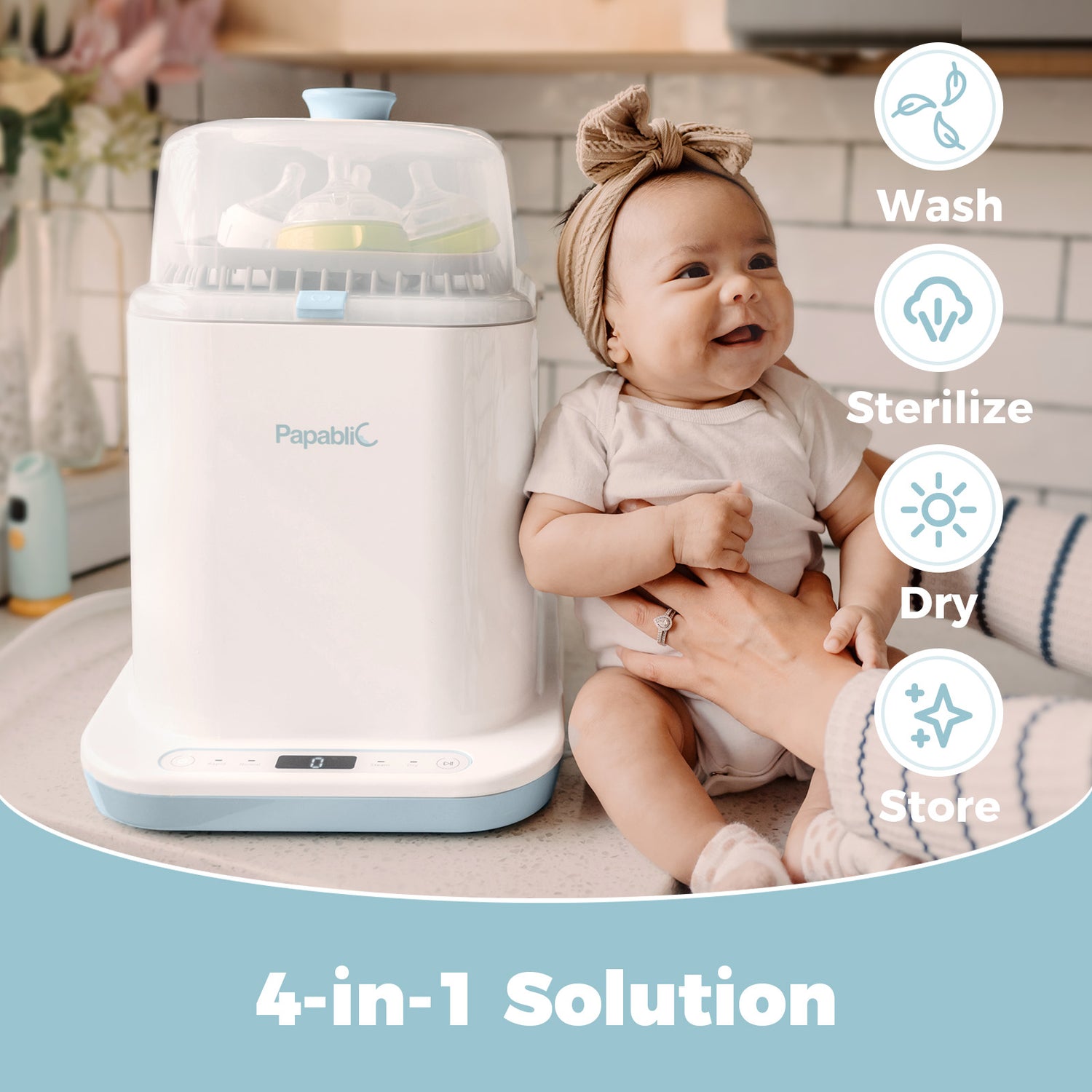 Home Baby Bottle Washer Sterilizer and Dryer All in One Bottle Cleaner